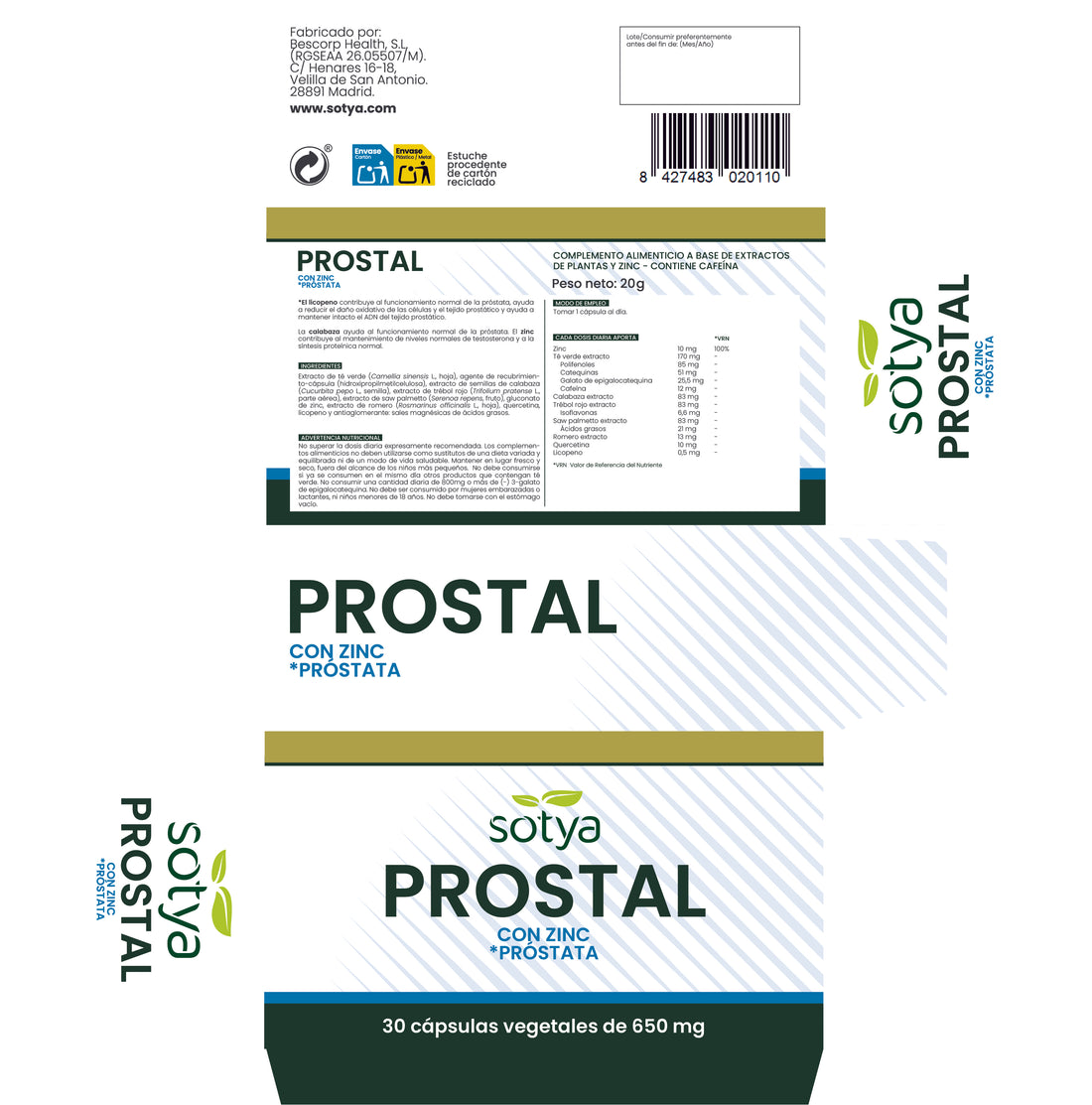 Prostal 30 cápsulas vegetales de 650mg – Sotya